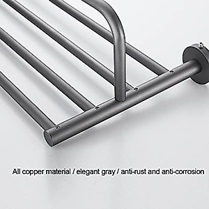 Bath Towel Bar All Copper Bathroom Shelf, Bath Towel Rack, Gray Towel Hanger, Bathroom All Copper Towel Rail Towel Holder (Color : Double Rod)