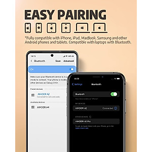 AIHOOR Wireless Earbuds for Music and Sports, Bluetooth 5.3 in-Ear Headphones with Extra Bass, Built-in Mic, Touch Control, USB Charging Case, 30hr Battery Earphones (High Gloss White)