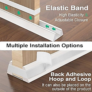 Lewondr Door Draft Stopper 36 Inch Waterproof Under Door Draft Noise Blocker Soundproof Cuttable Trapezoid Strong Adhesive Weather Stripping Door Seal Under Door for Reduce Dust Air Door Sweep, White