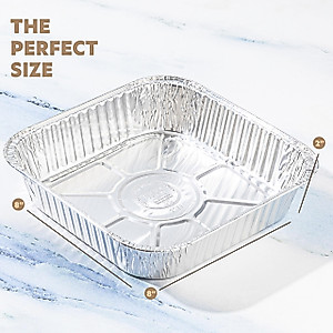 PLASTICPRO 5 Pack 8 Inch Square Aluminum Pans with Lids Disposable Tin Foil Pans Baking Pans Food Storage