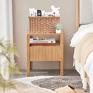 ROSOS Wicker Baskets 2 Pack, Rectangular Wicker Storage Basket with Handles, Waterproof Plastic Large Wicker Baskets for Storage, Nesting Hand-Woven Storage Baskets for Pantry Storage