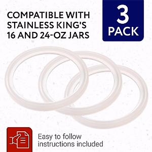 [3 Pack] Impresa Gaskets fits Thermos Stainless King Food Jar 16 and 24 Ounce – Seals / O-Rings With No BPA /Phthalate / Latex - Replacement for 16 and 24 Ounce Containers