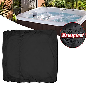 Hot Tub Top Cover, Square Waterproof UV Resistance Spa Bathtub Protector Covers with Tightening Elastic Rope, Outdoor Furniture Anti-Snow Cover, Swimming Pool Dust Cover (215*215*30cm,Grey)