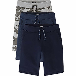 Lee Youth Boys' Sweat Shorts Athletic Casual Jogger Shorts & Pockets, Performance Activewear 3-Pack Age 10 to 12 Years Navy Camo