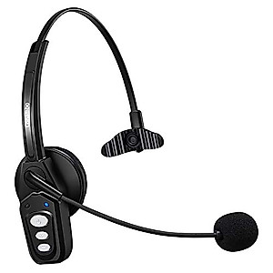Conambo Bluetooth Headset V5.0, Pro Wireless Headset 16Hrs Talktime with Noise Cancelling Mic for Cell Phone iPhone Trucker Engineers Business Home Office -JBT800 (Black)