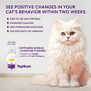 TopSum Cat Calming Diffuser Refills: 4 Pack Cat Pheromones Calming Diffuser Refill - Premium Cat Calming Diffuser Refill - Cat Pheromones for 4-Month Use, Cat Anxiety Relief, 4 Pack (Light Purple)