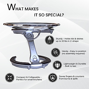 Trivae Unique Patented Pan Lid, Utensil and Pot Holder, Dish / Cake Serving Stand and Trivet in One for The Kitchen Lover