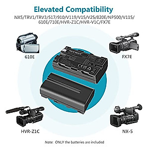 Neewer NP-F550 Battery Charger Set for Sony NP-F970 F750 F960 F530 F570 CCD-SC55 TR516 TR716 and More (2-Pack 2600 mAh Replacement Camera Batteries, Micro USB and Type-C Input Dual Charger)