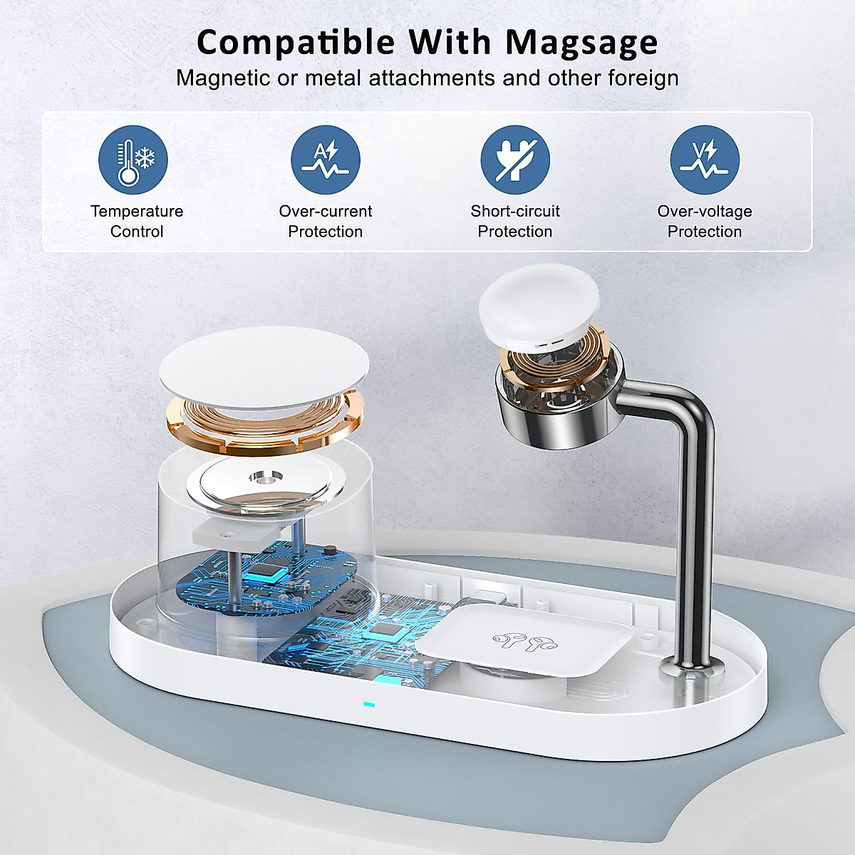 3 in 1 Magnetic Charging Station for Apple - Wireless Charger Stand for iPhone 12 13 14 15 Pro Max & Apple Watch & Airpods