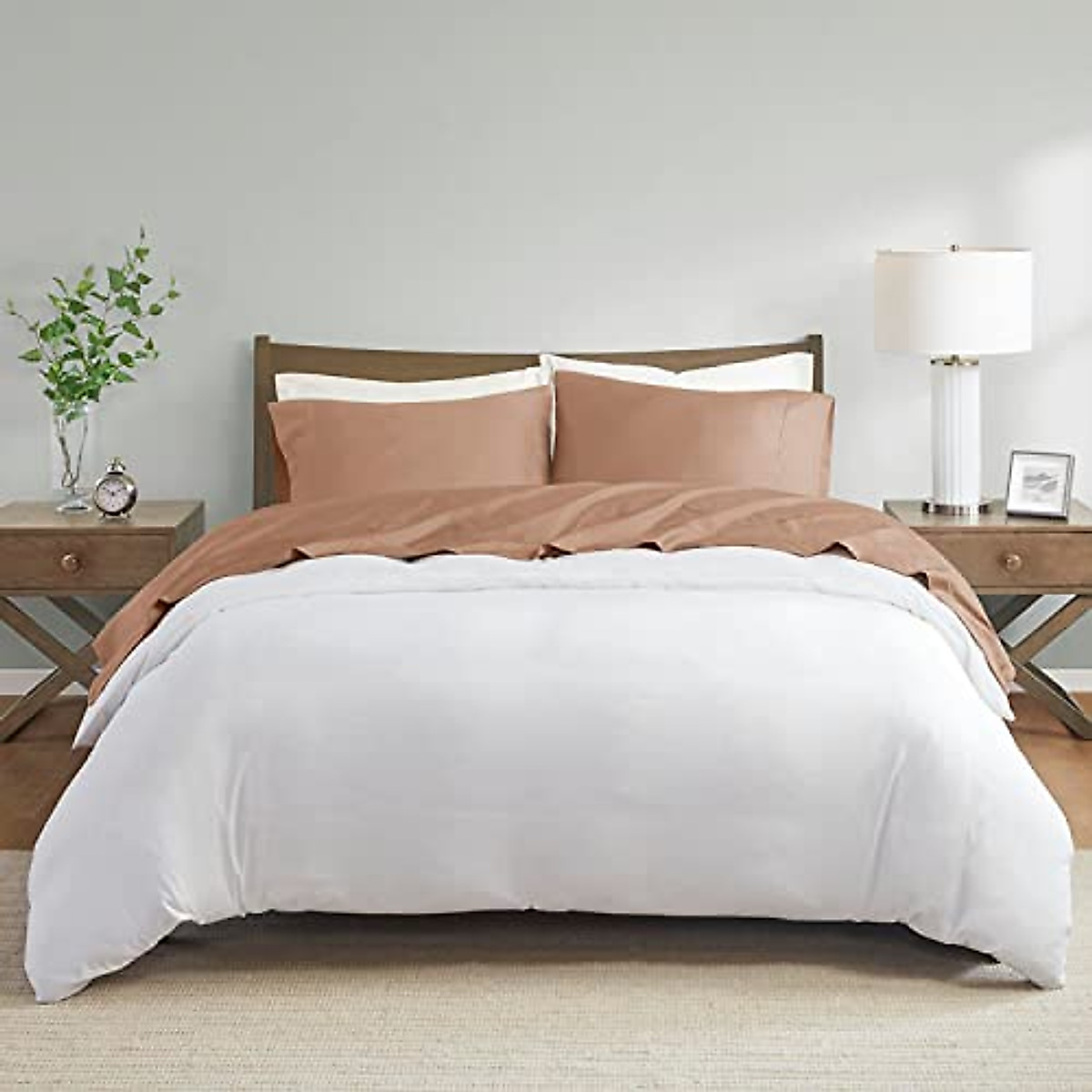 Gracie Mills Pima Cotton Sateen 4 Piece Sheet Set, Rose Gold - King