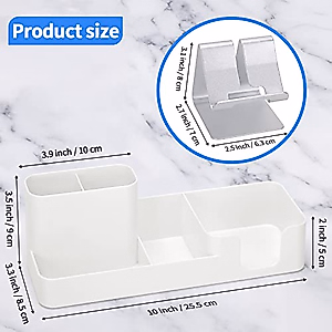 LETURE Pen Holder for Desk, Desktop Organizer with Mobile phone holder/Pencil Holders/Sticky Note Tray/Paperclip Storage and Office Stationery Accessories Caddy for Office Home School (White)