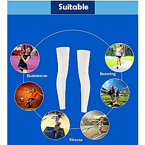 Mcolics Sports Non Slip Compression Full Knee Leg Long Sleeves (1 Pair) for Adult Men Women, Leg Pant Tights Knee Brace Thigh Calf Support for Basketball Football Cycling Running (Dark Blue, Medium)