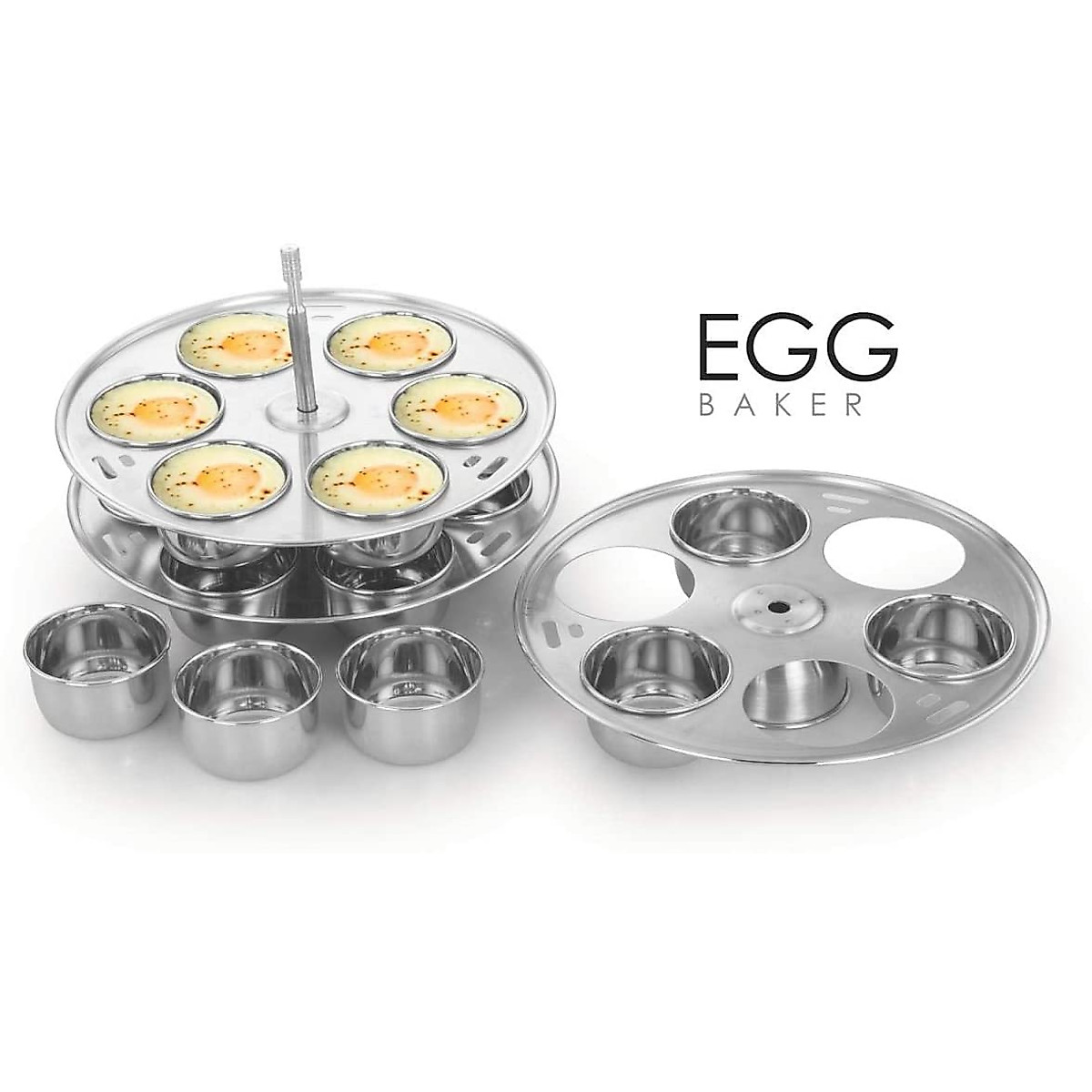 KERAM Stainless Steel Bakeware Set for Muffins-Pan/Puddings/Yogurt/Egg-Poaching/Cupcakes/Mini-Flans/egg-tart/Custard-pans/cookware-sets - 6/8 QT Instant-insta-Pot in Pot Multipurpose use unique gift
