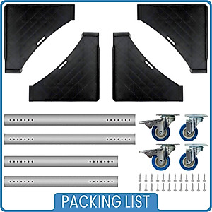 Mini Fridge Stand Furniture Dolly Adjustable Refrigerator Roller Stand. Appliance Dolly Cart with 2 Locking Swivel Wheels. Black Small Washing Machine Dryer Stand.