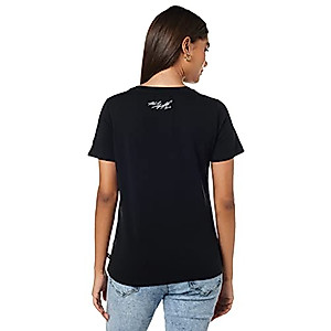 Karl Lagerfeld Paris womens Short Sleeve Sequin Sunglass Tee T Shirt, Sequin Sunglass Black, Medium US