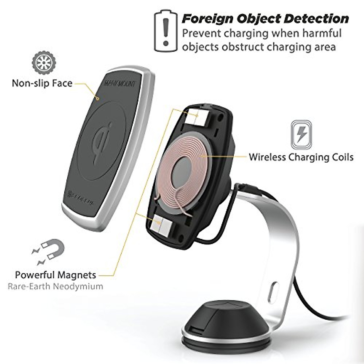 SCOSCHE MPQ2OH-XTSP MagicMount Magnetic Phone Mount Charger for Mobile Devices