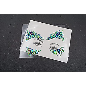 Face Jewels festival halloween face Tattoo body gems Bindi Glitter Eyes rhinestone Forehead Sticker DIY Face Decoration Face Gems Rhinestone Temporary Tattoo Sticker(emerald ab/SR14)