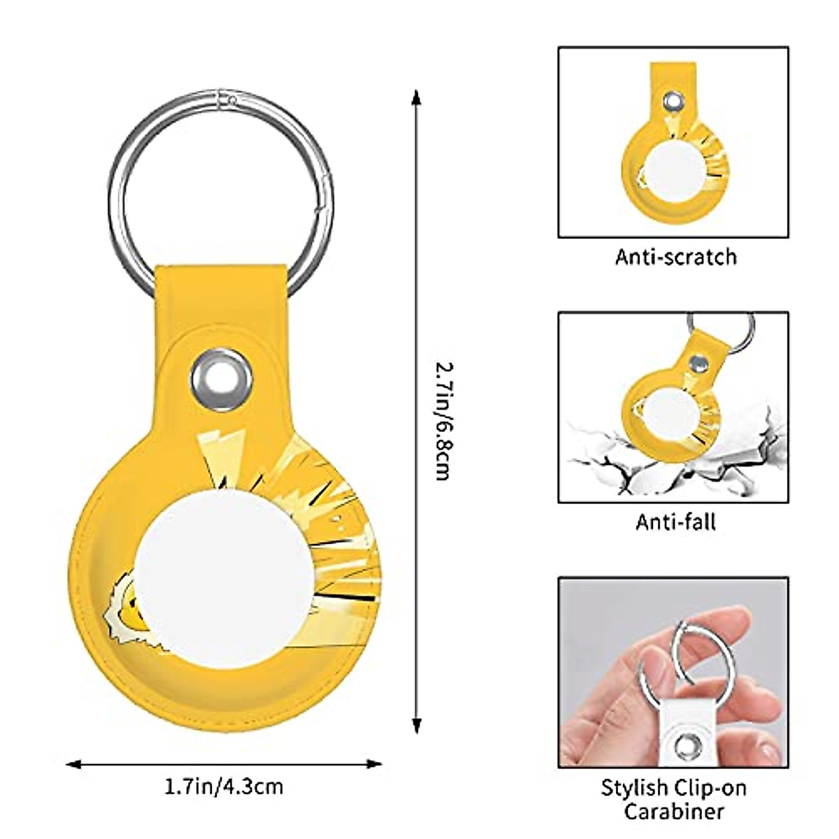 Cute AirTag Case Leather for Kids Child Air Tag Key Ring Anti-Lost, Anti-Scratch, Protective Cover Compatible with AirTag Holder 2021