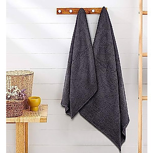 Brooklyn Linen Beach Towel Set | 45x75 Inches Pack of 2 | Oversized & Lightweight | Highly Absorbent & Quick Dry | Large Thick Bath Sheets | Premium Quality Towel | Charcoal Grey