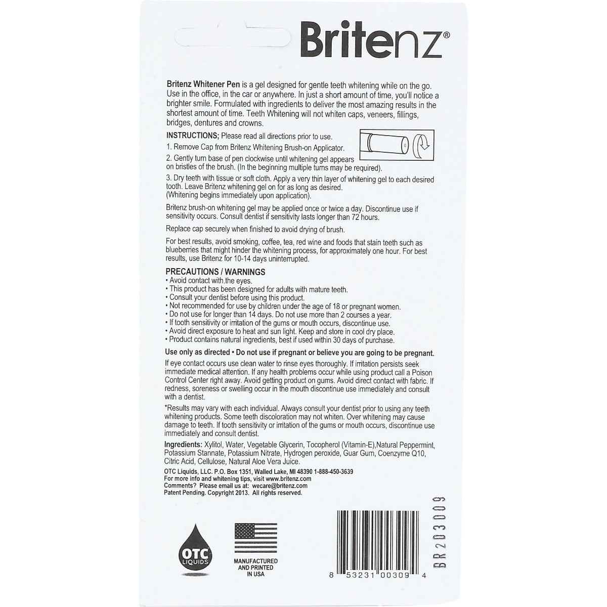 Britenz Natural Teeth Whitening Pen, .05 fl. oz.
