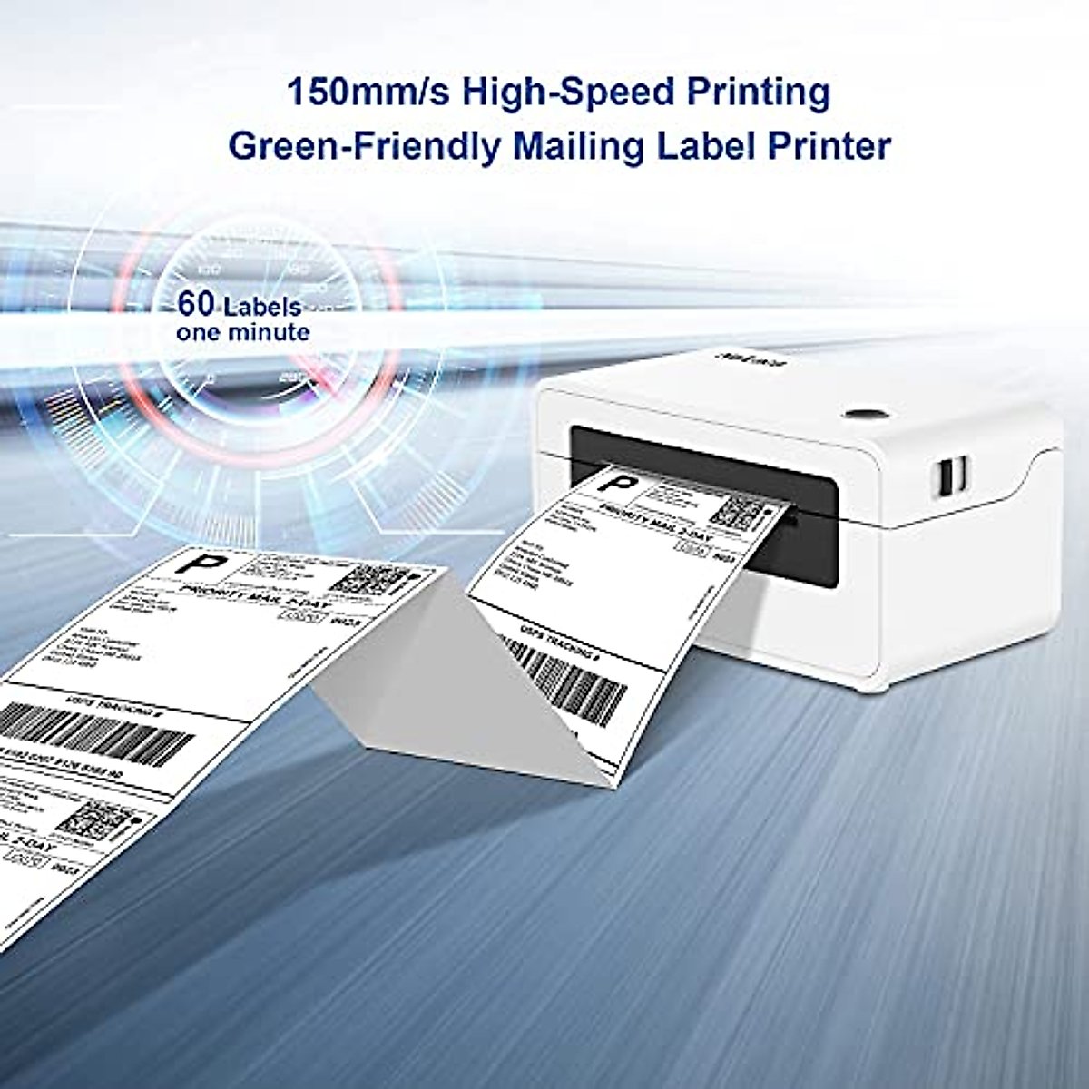 NefLaca Thermal Label Printer,4x6 High Speed USB Shipping Label Printer Commercial Direct Thermal Label Maker One Click Setup Compatible with Amazon, Ebay, Etsy, Shopify and FedEx (White)