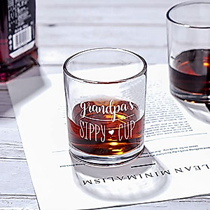 Grandpa's Sippy Cup Whiskey Glass 10Oz, Whiskey Rocks Glass for Grandfather, New Grandpa - Funny Old Fashioned Whiskey Glass for Christmas, Birthday, Father’s Day, Scotch Glass Gift for Rum Bourbon