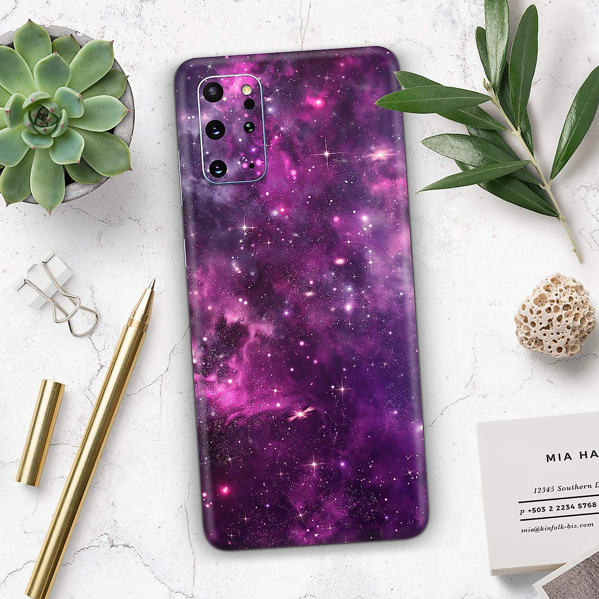 DesignSkinz Vibrant Purple Deep Space Protective Vinyl Decal Wrap Skin Cover Compatible with The Samsung Galaxy S20 (Screen Trim & Back Glass Skin)