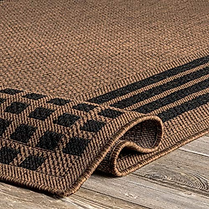 nuLOOM Gigi Striped Border Indoor/Outdoor Area Rug, 8' x 10', Brown