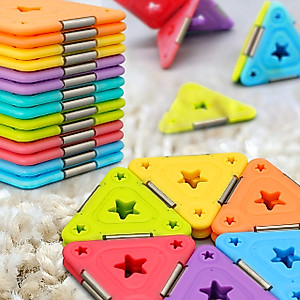 Magnetic Building Blocks For Kids - Preschool Learning Toys Shapes Block Educational Magnet Tiles Kids Toy Set - Durable Non-Toxic Magnetic Blocks For Toddlers 6 Months & Up - Hurtle HURBT74 (74 pcs)