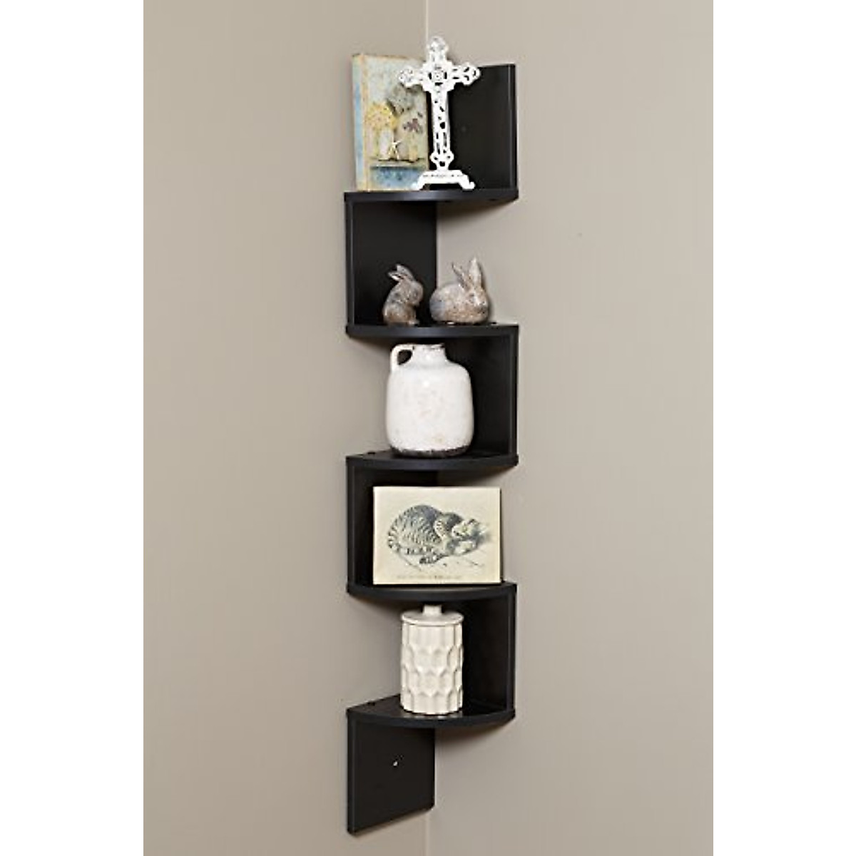 OneSpace 5 Tier Large Corner Wall Mount Shelf, Black