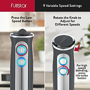 Immersion Blender Set, Hand Blender Electric, Immersion Blender Handheld, 9-Speed, 500W Handheld Blender - Hand Blenders Immersion, Hand Mixer Electric Blenders, Smoothie Blender (3-in-1, Gray)