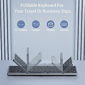 Foldable Keyboard and Mouse for Laptop, Travel Bluetooth Folding Keyboard Mouse with Portable Case, Rechargeable Keyboard for Business, 2.4G Wireless & Bluetooth, for iPad Tablets Laptop iOS Android