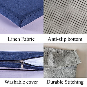 MICUSHION Piano Bench Cushion 44x14 Inch for Indoor Shoe Storage with Ties Non Slip Picnic Bench Pad for Kitchen Dining Table Seat, Navy Blue