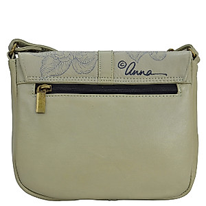 Anna by Anuschka Hand Painted Women’s Genuine Leather - Flap Crossbody - Butterfly Garden Taupe