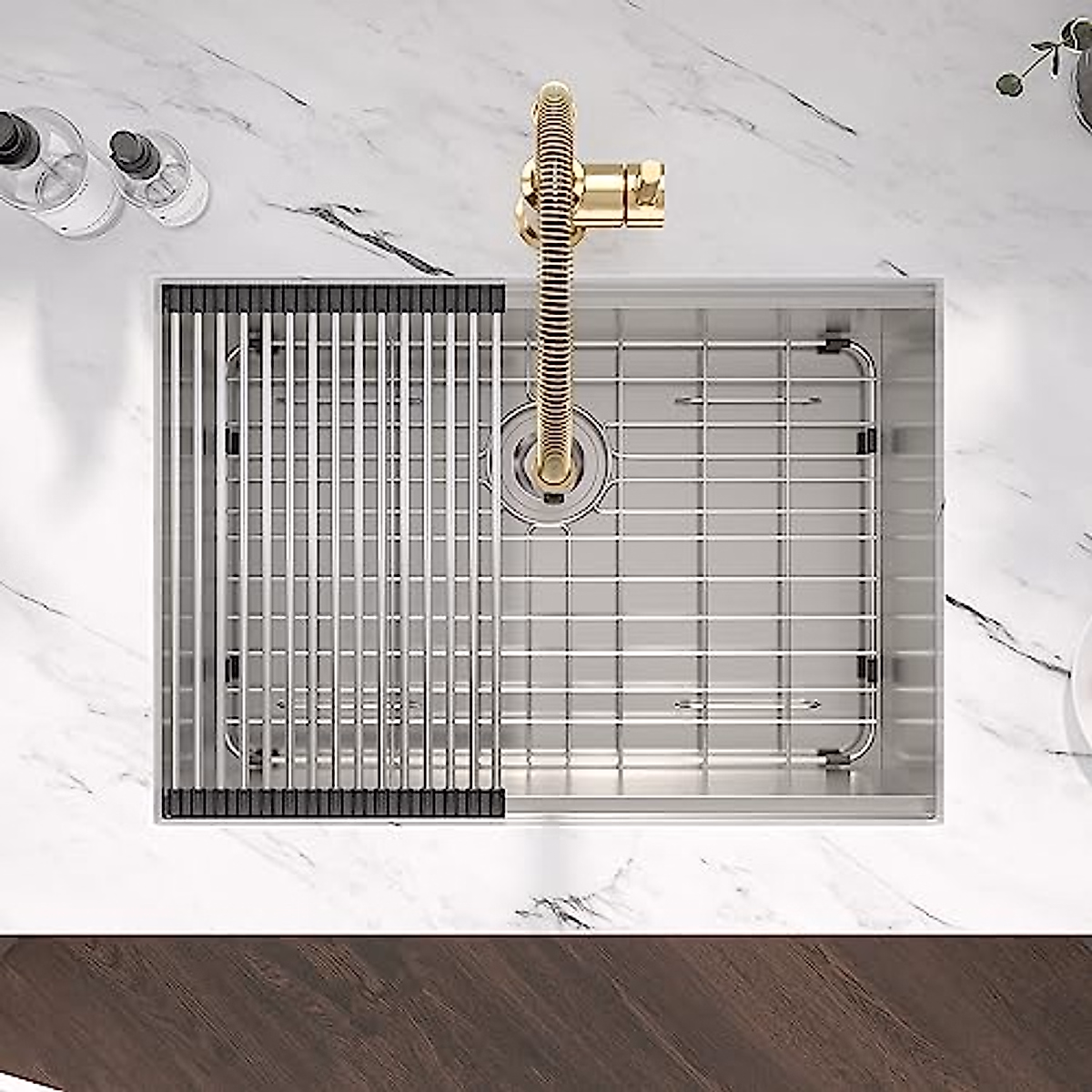 27 Undermount Kitchen Sink - Kichae 27"x19" Kitchen Sink Ledge Workstation Stainless Steel 18 Gauge Single Bowl Under Counter Sink Basin All In One Deep Sink With Cutting Board