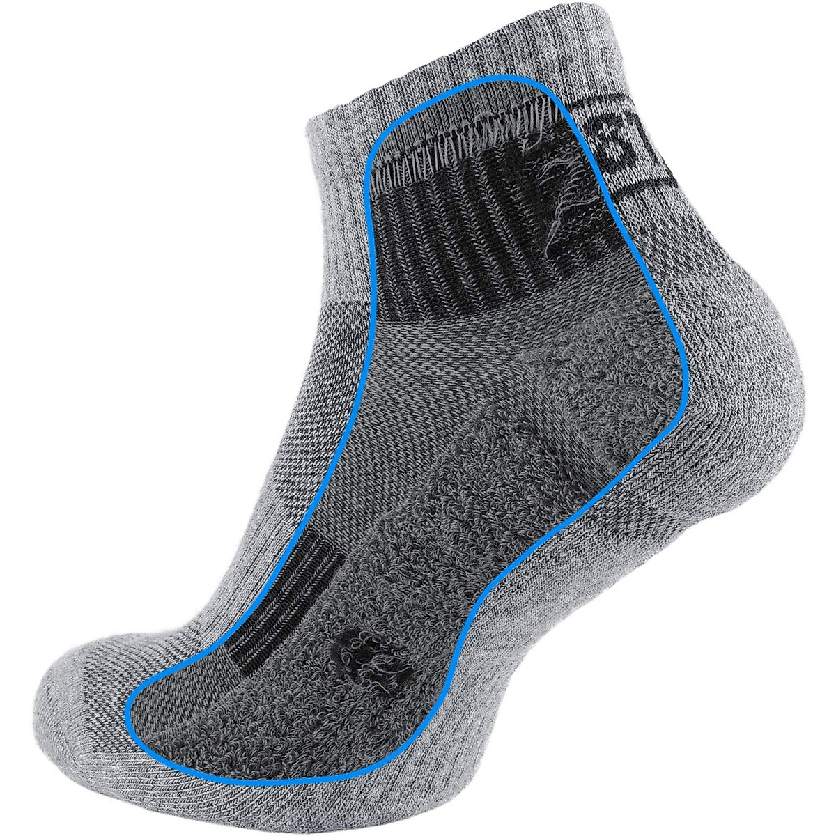 281Z Running Cushion Ankle Low Cut Socks - Athletic Hiking Sport Workout (Stone Grey)(Small 6 Pairs)