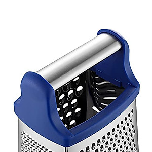 Professional Cheese Grater - Stainless Steel, XL Size, 4 Sides - Perfect Box Grater for Parmesan Cheese, Vegetables, Ginger - Dishwasher Safe - Sapphire