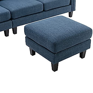 HAUSHECK Modern 4 Seater Sofas, U Shaped Modular Set with Ottomans, Sectional Couches for Living Room, Apartment, 108.66" L x 60.63" W x 32.68" H, Navy