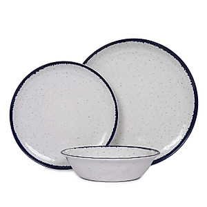 Marjoy Melamine Dinnerware Sets- 12pcs Melamine Plates and Bowls Set for 4, Suitable for Indoor and Outdoor Use, Dishwasher Safe Unbreakable