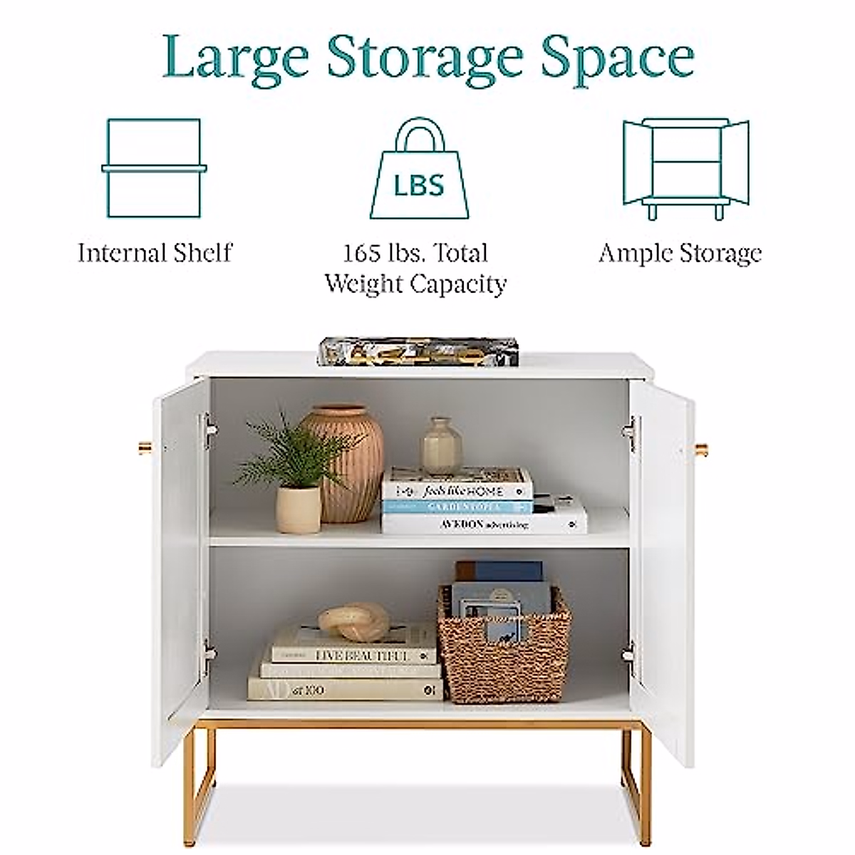 Best Choice Products 2-Door Rattan Storage Cabinet, Accent Furniture, Multifunctional Cupboard for Living Room, Hallway, Kitchen, Sideboard, Buffet Table w/Non-Scratch Foot Pads - White