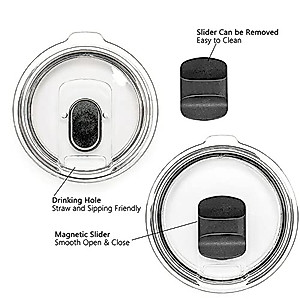 20 OZ Replacement Lid, 4 Pack 20OZ Tumbler Lid for Stainless Steel Tumbler Travel Mug Lids with Magnetic Slider Top Replacement Compatible with Yeti Rambler, Ozark Trail and More