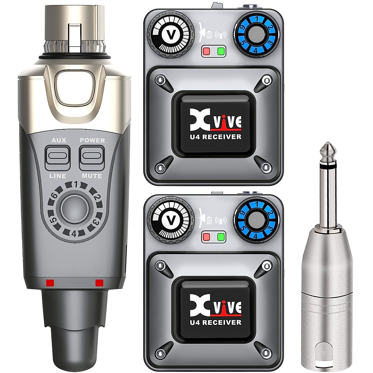 Xvive U4R2 Wireless in-Ear Monitor System Set with One Transmitter and Two Receivers