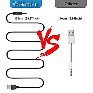 Coomoors USB to 3.5mm Jack Audio Adapter 2 Pack, Male AUX Audio Jack to USB 2.0 Male Charge Cable Adapter Cord for iPod Shuffle MP3 Player Headphones Speakers and Other Devices(3.3FT)
