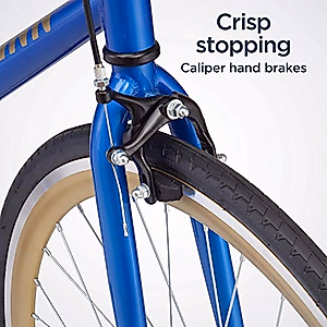 Schwinn Kedzie Single-Speed Fixie Road Bike, Lightweight Frame for City Riding,28 inches, Blue