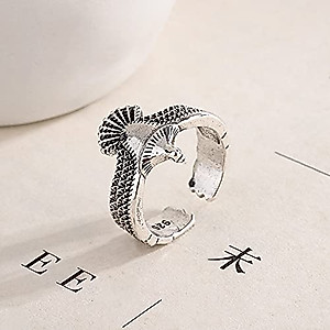 Izpack Vintage Eagle Stackable Ring for Women Cool Bird Chunky Wide Open Adjustable Statement Finger Band Silver Plated Knuckle Joints Rings Fashion Jewelry Christmas Gifts