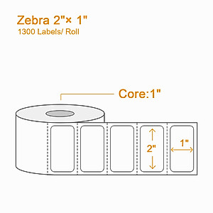 【15600 Labels/12 Rolls】 Labelebal 2" x 1" Direct Thermal Label (51mm x 25mm) Multipurpose Shipping Address Barcodes Labels Compatible for Zebra & Rollo Desktop Label Printer (1300 Labels/Roll)