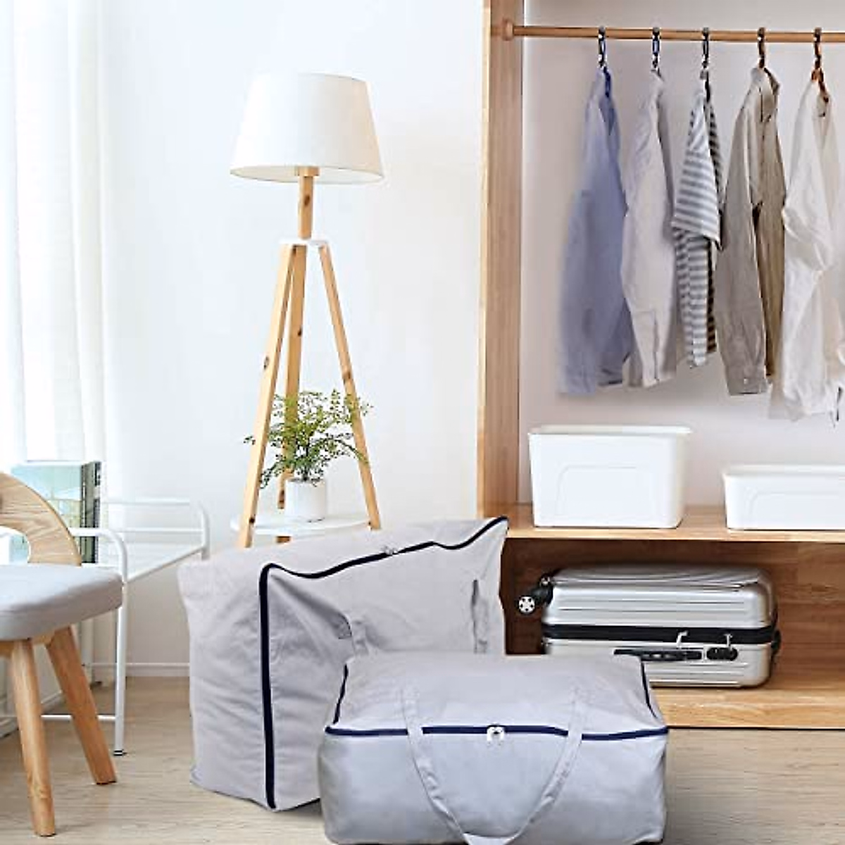 iwill CREATE PRO Breathable Canvas Soft Storage Bag with Handles, Light Gray, 3pcs