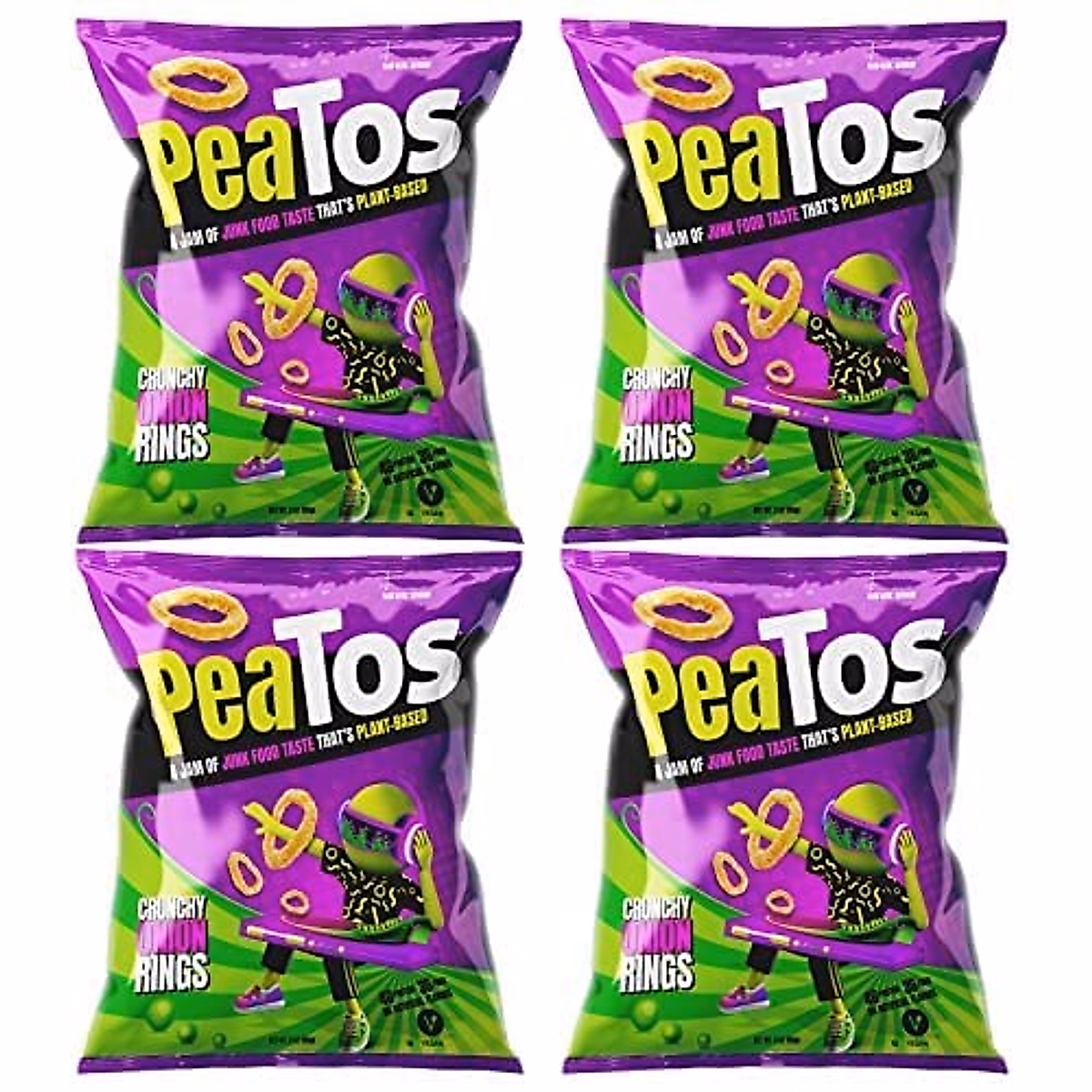 PeaTos® - the Craveworthy upgrade to America's favorite snacks - PeaTos Classic Onion Rings in 3 oz. Bags (4 pack) full of “JUNK FOOD” flavor and fun WITHOUT THE JUNK. PeaTos are Pea-Based, Plant-Based, Vegan, Gluten-Free, and Non-GMO.