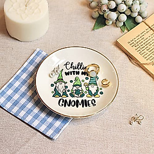 LZBALUYO Gnome Decor Irish Ring Dish, Decorative Trinket Dish, Gnome Home Decor, Ceramic Jewelry Dish, Ring Tray, Gnome Gifts for Women Mom Birthday Mothers Day Christmsa