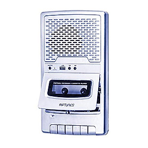 Riptunes Portable Cassette Recorder Player, Tape to USB Audio Music Digital Converter, Retro Classroom Shoebox Cassette Player and Recorder USB Player, Cassette-MP3 Converter with Built-in Microphone